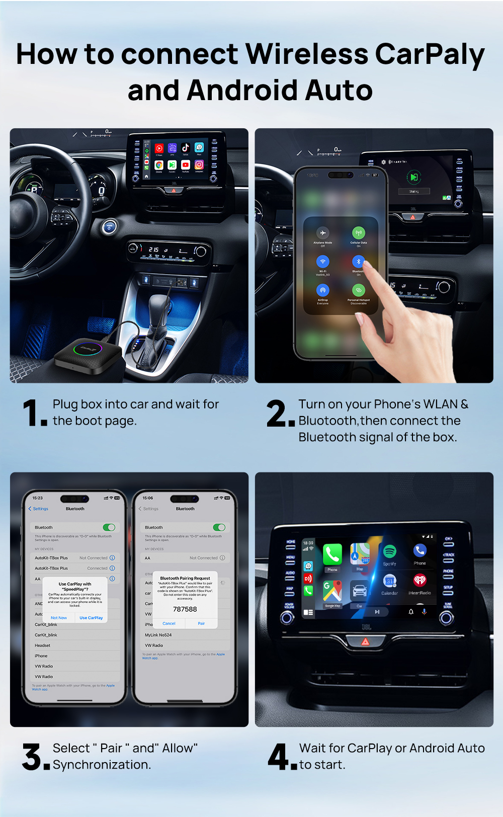 Carlinkit T-Box Ambient Android 13.0 Wireless CarPlay Adapter